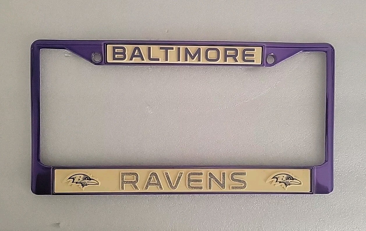 Baltimore Ravens Purple Metal License Plate Frame Chrome Tag Cover | eBay