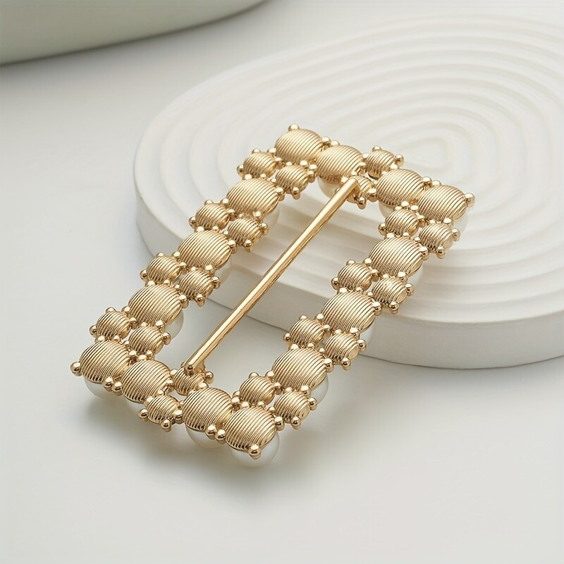 1pc Rhinestone Faux Pearl Slide Belt Buckle Scarf Ring Clips Elegant ...