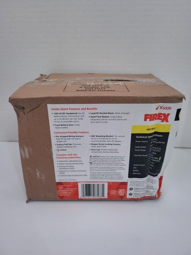 Kidde 21007588 120V AC wire-in Hush Smoke Alarm with Battery Backup - 4 ...