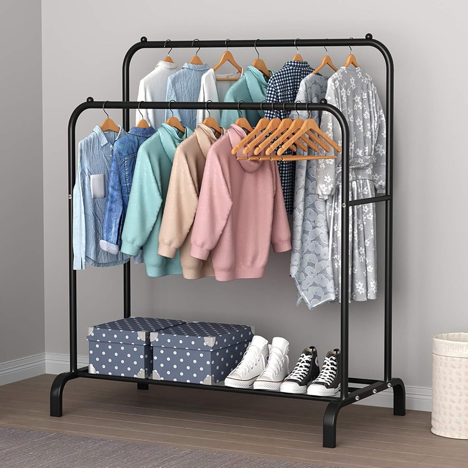 Clothing Rail Garment Rack Display Hanger Hanging Stand Cloth And Shoe ...