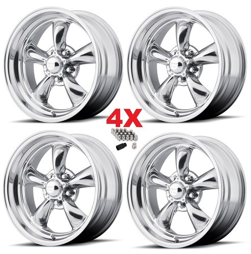 15 POLISH AMERICAN RACING 15X8 STAGGERED TORQ THRUST 5X4.75 MAG WHEELS ...