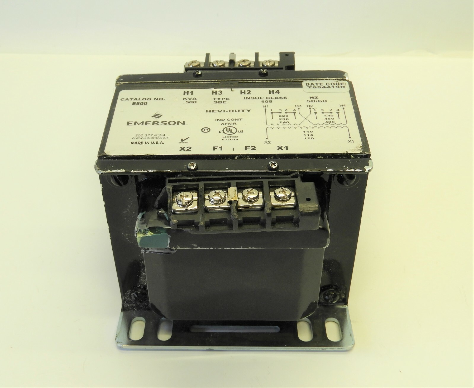 New Sola Hevi-Duty Emerson E500 .500KVA 1PH 240/480V 120V Control ...