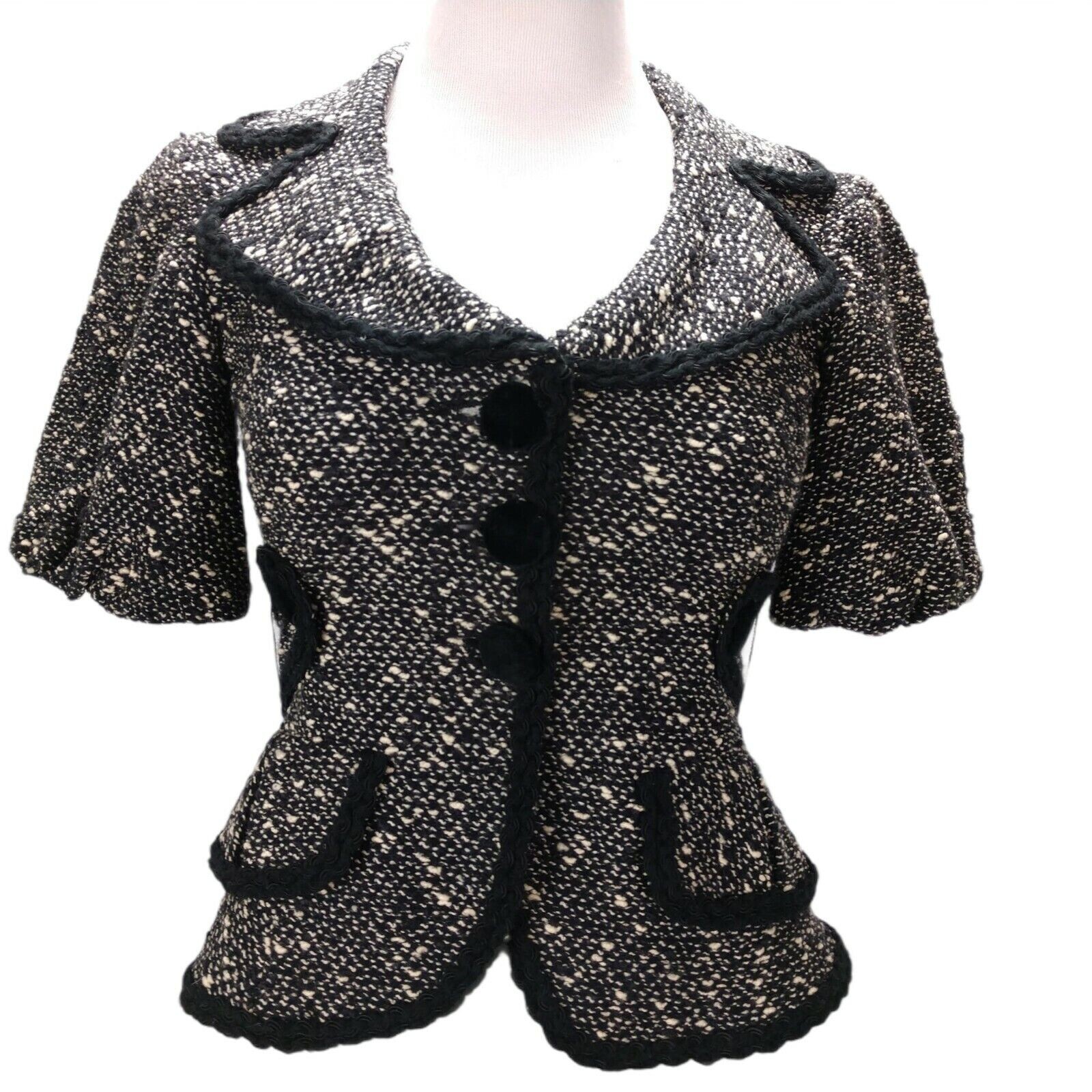 Nanette Lepore Black and White Boucle Blazer Jacket S… - Gem