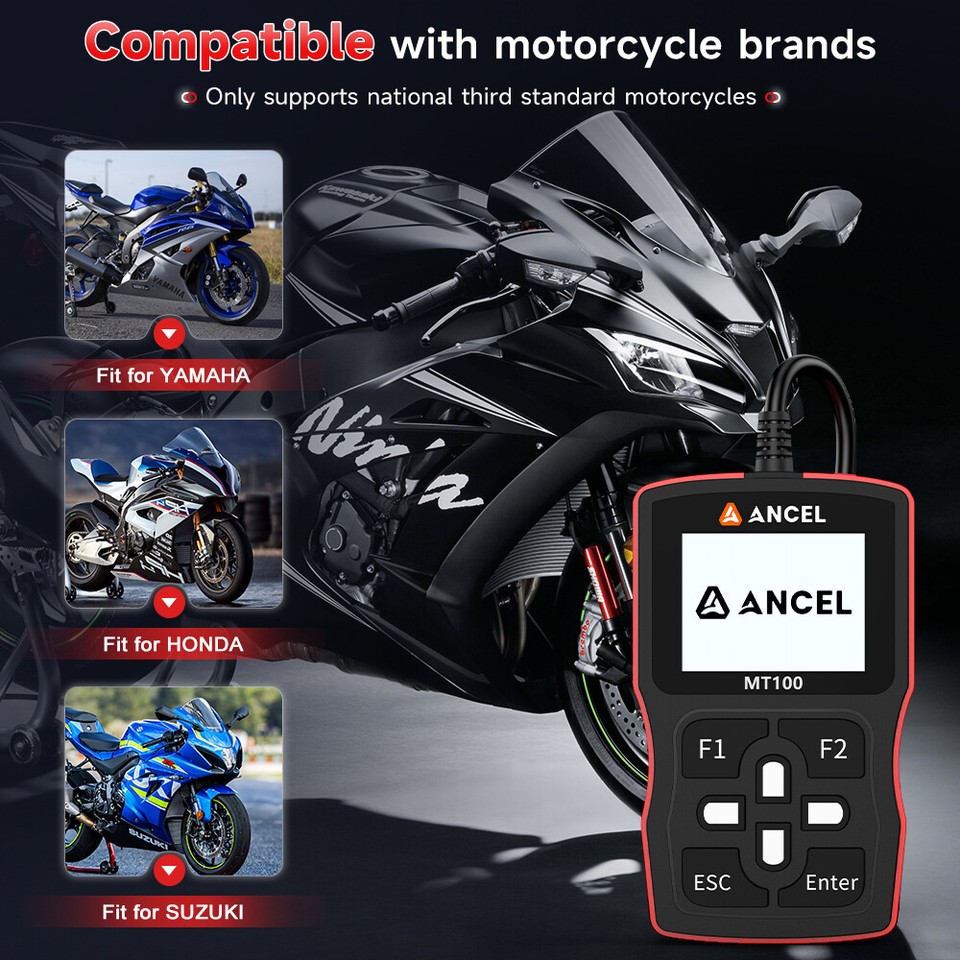 ANCEL MT100 Motorcycle Scanner OBD2 Code Reader ABS Diagnostic Tool For ...