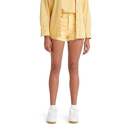Levi's Women's Size 6 Yellow Cotton 501 original Frayed Hem Jean Shorts ...
