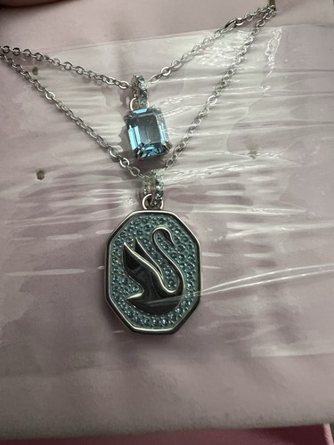 Swarovski Signum Blue Crystal Rhodium Plated Necklace New 5628546 | eBay