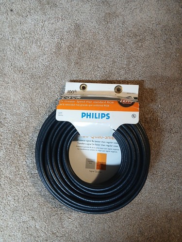 Philips RG6 Quad Shield Coax 100' - RV Remote Satellite Dish or Home ...