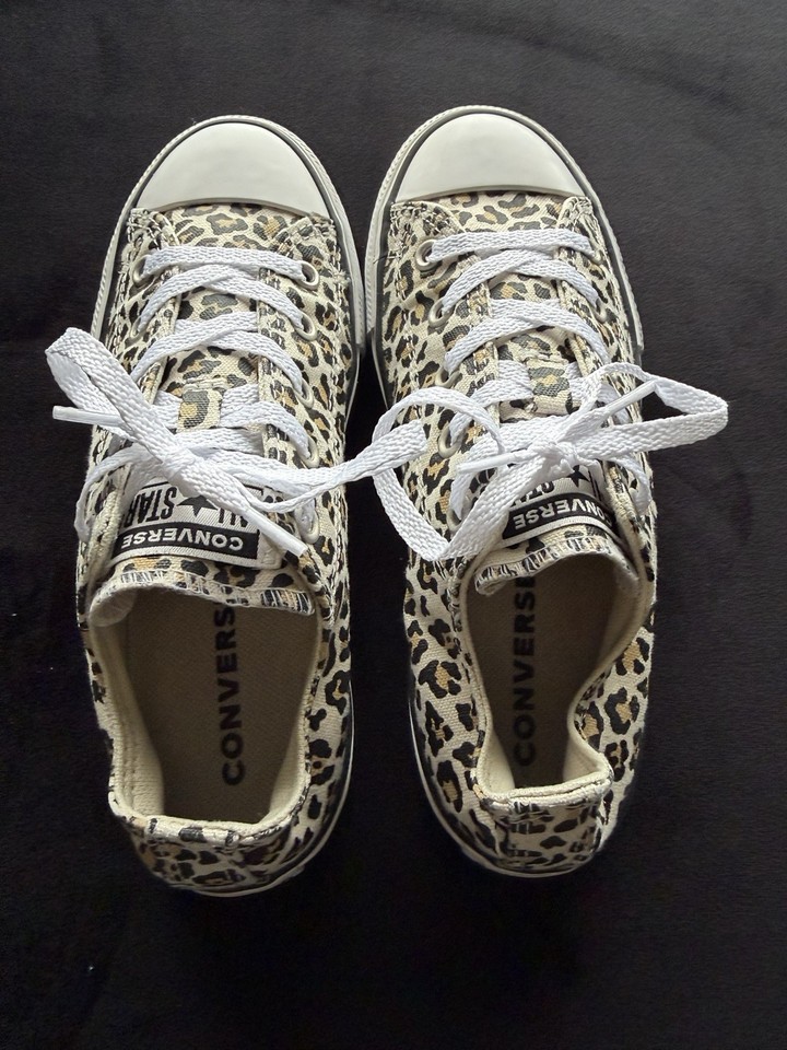 Leopard Print Converse All Star Youth Size 2 Shoes Sneakers | eBay