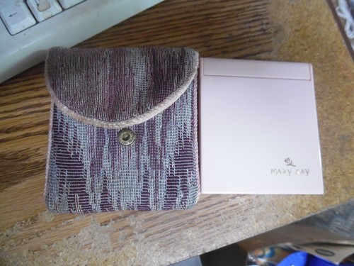 Vintage Mary Kay pink square compact double mirror in padded snap case ...