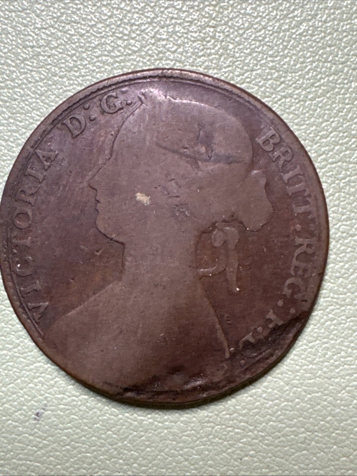 1861 UK Great Britain British One Penny, Queen Victoria Young Head ...