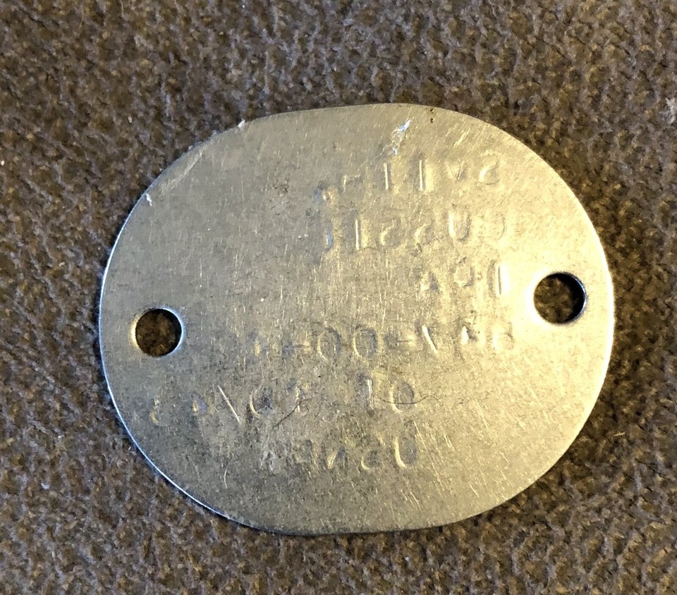 VINTAGE 1943 WWII U.S.N.R. Navy Military Personal Dog Tag Ira Gussie ...