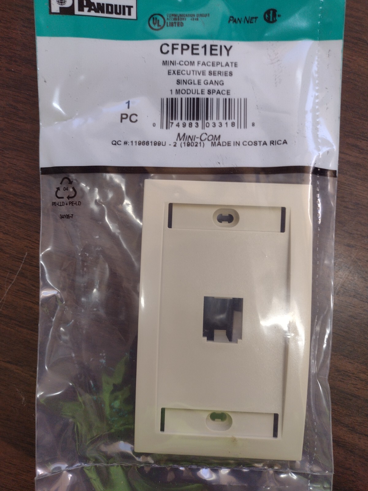 Panduit CFPE1EIY 1-Gang 1-Port Faceplate, Electric Ivory | eBay