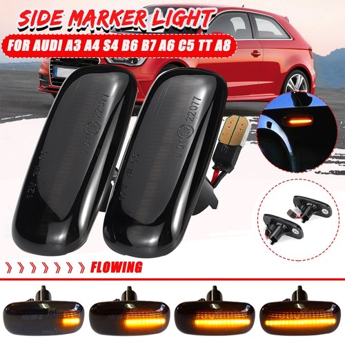 2x LED Dynamic Side Indicator Marker Turn Signal Light For Audi A3 S3 ...