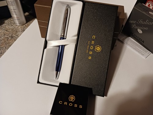 PROTOTYPE Slimline Cross Townsend Blue & Chrome Ballpoint Pen $250 NEW ...
