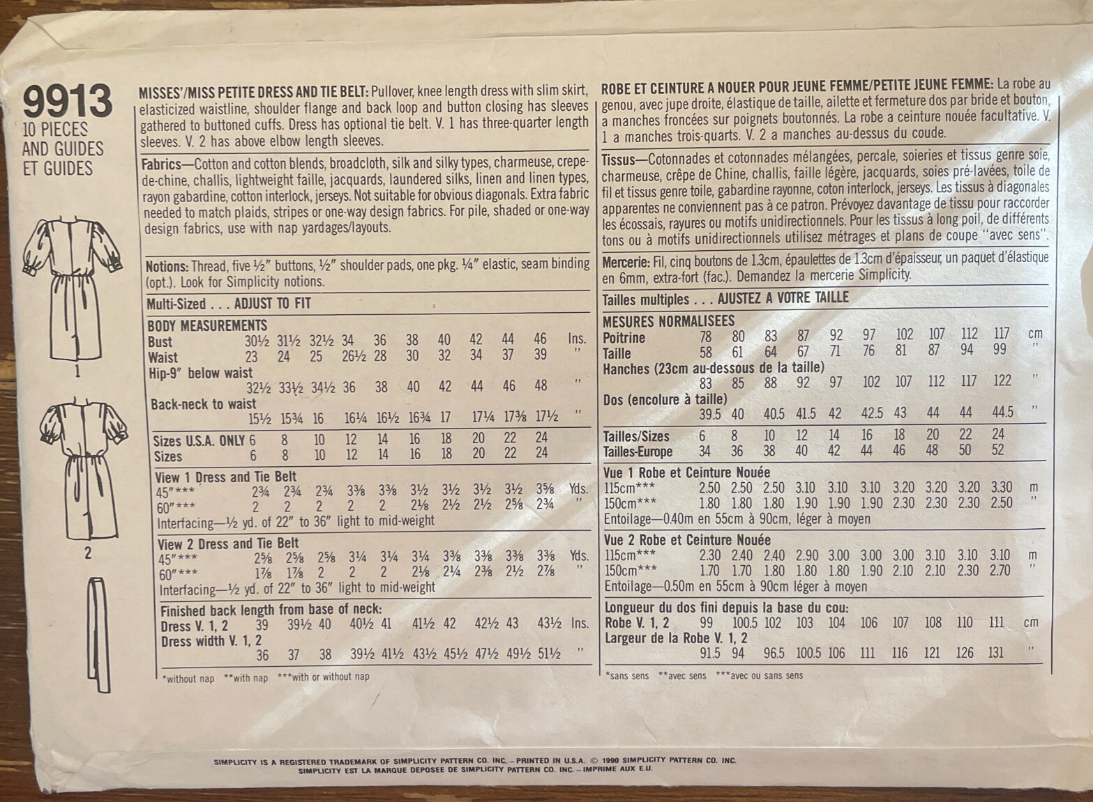 Simplicity 9913 Fashion Doll Collector's Club Clothes Sewing Pattern ...