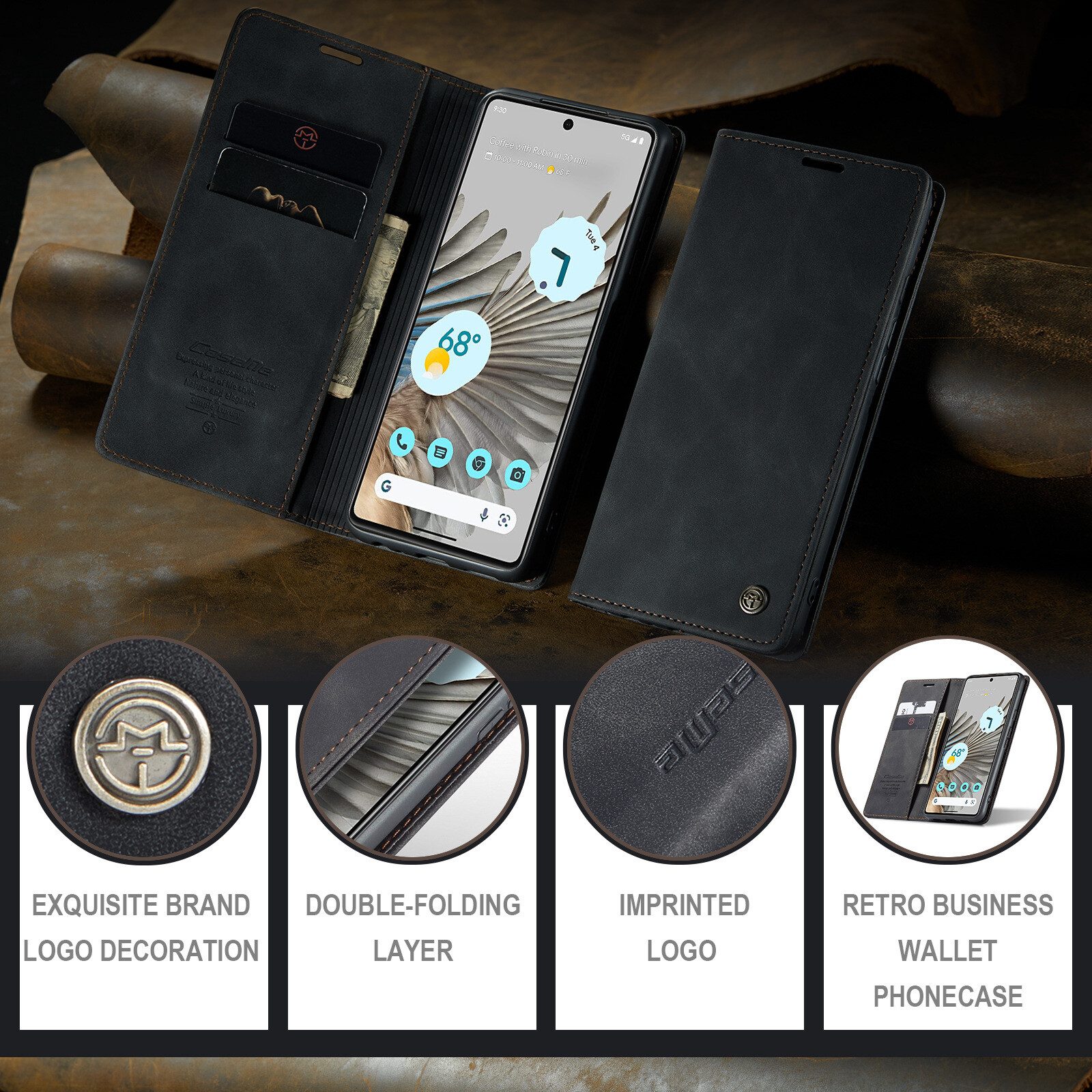 For Google Pixel 7 Pro 7a 8 6 Pro Retro Leather Wallet Magnet Flip Case ...
