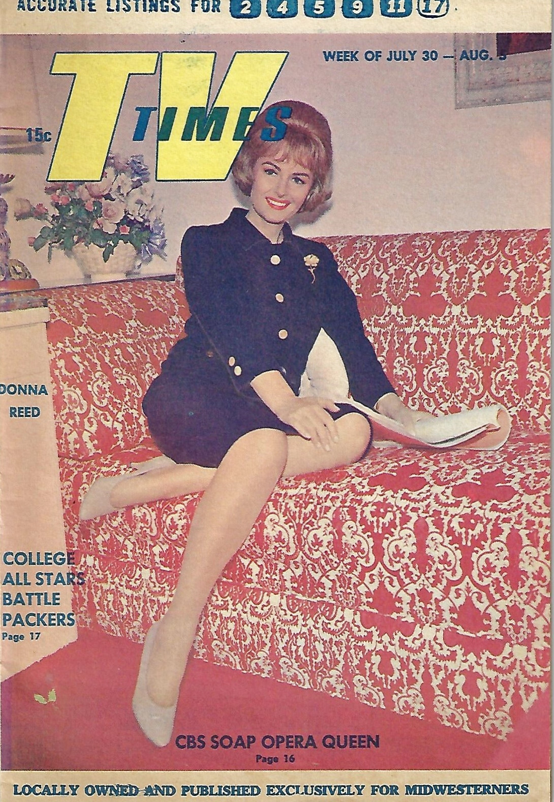 RARE 1966 DONNA REED TV TIMES WEEK GUIDE REGIONAL SITTING PRETTY! | eBay