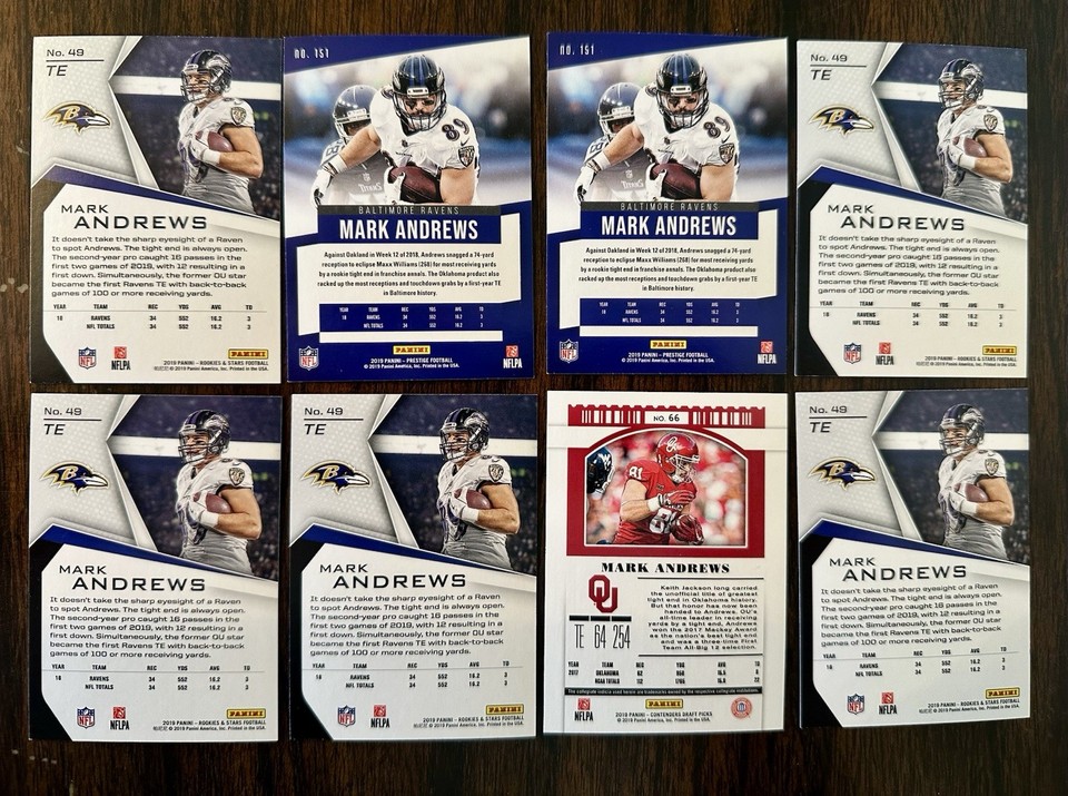 Mark Andrews Baltimore Ravens Lot Of 8 Football Cards | eBay
