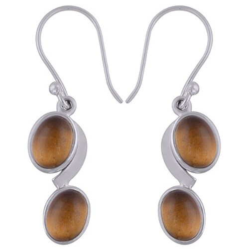 925 Silver Sterling Natural Tiger's Eye Drop / Dangle Women Handmade ...