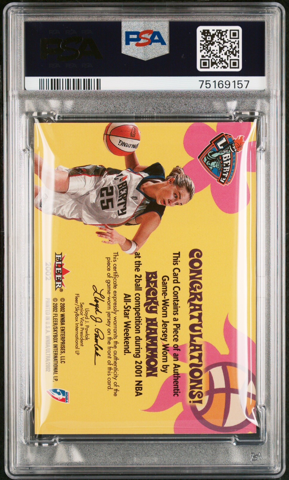 2002 Ultra WNBA Summer Love Becky Hammon Memorabilia Card | PSA 9 Mint ...
