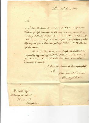 Albert Gallatin Signed Letter – Paris 1822 – U.S. Statesman & Diplomat ...