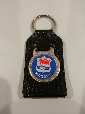 NOS 1970's Leather Morris Minor Key Chain Fob Ring Holder Keychain Car ...