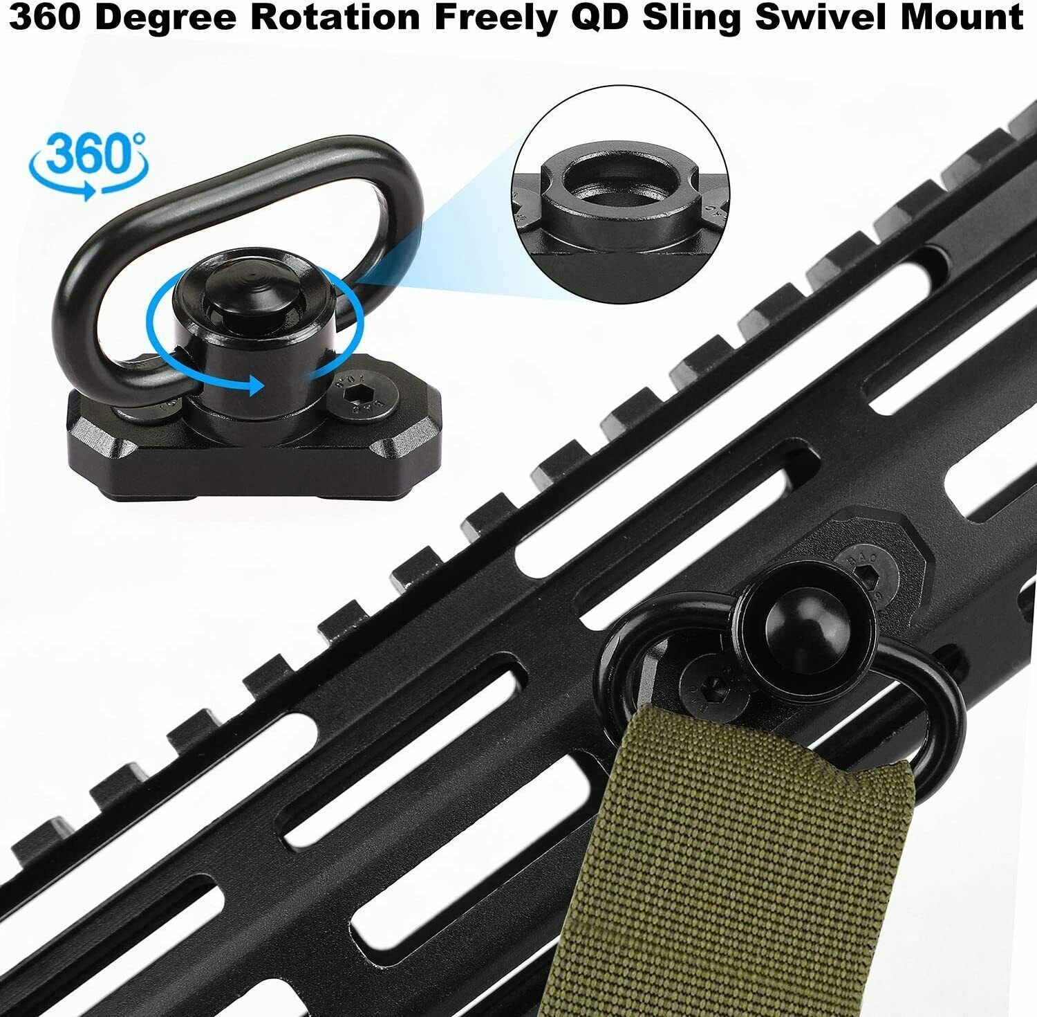 2Pack M-LOK MLOK Quick Release Sling Mount Push Button QD Sling Swivel ...