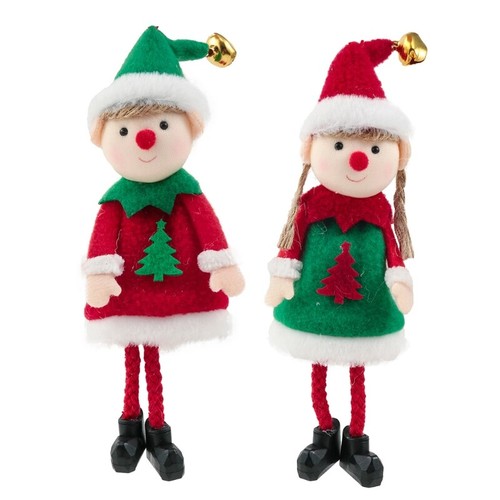 Plush Christmas Elves Toy Boy and Girl Elf for Doll Hanging Ornaments ...