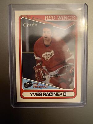 1990-91 TOPPS #361 YVES RACINE SIGNED AUTOGRAPHED CARD Red Wings B130 ...