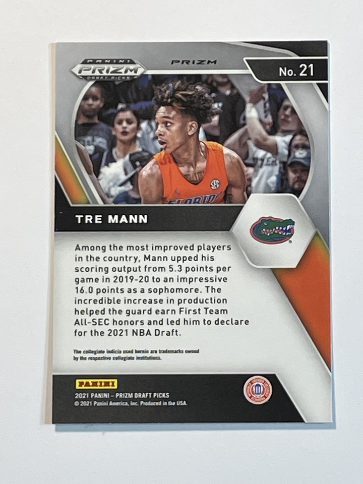 2021 Panini Prizm Collegiate Draft Picks Tre Mann #21 Orange Ice | eBay