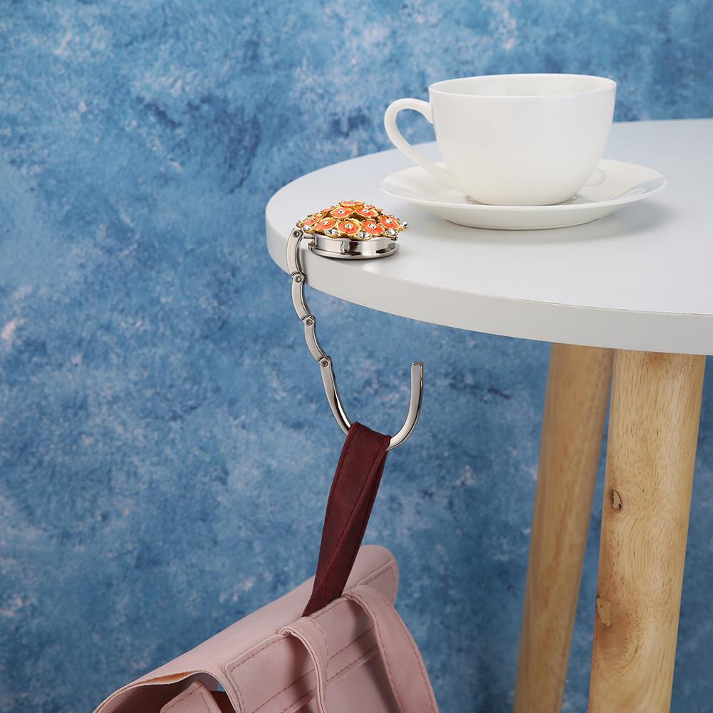 Zinc Alloy Rhinestone Folding Table Edge Handbag Bag Hook Hanger Holder ...