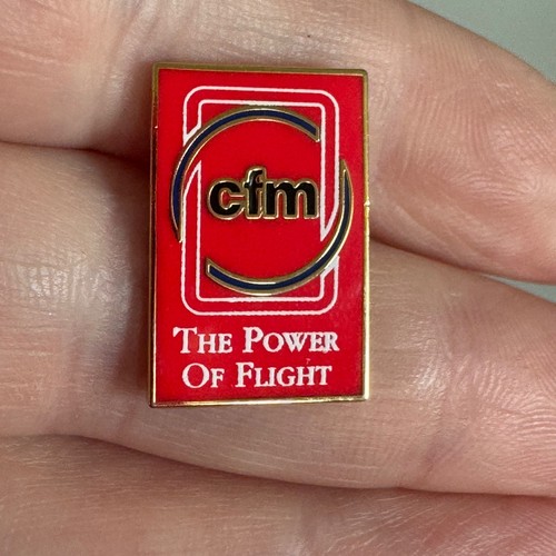 Vtg CFM The Power of Flight Red Gold Rectangle Pin Aviation Logo Badge ...