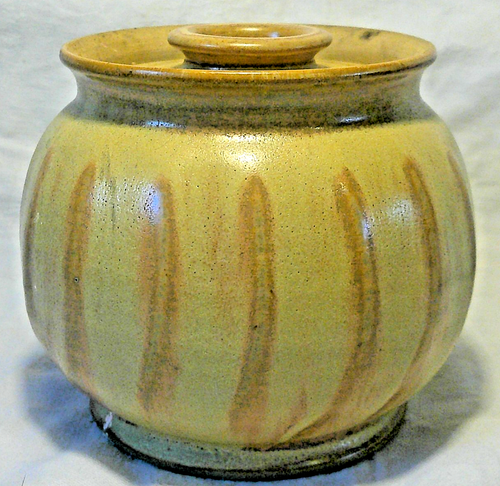 Studio Ware Art Pottery Lidded Jar Pot Beige Vertical Stripes Makers ...