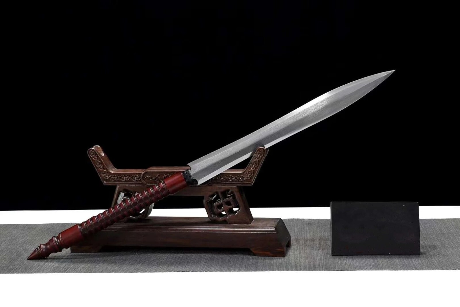 Double Edged Sword Spear Weapon Chinese Polearm Folded Damascus Steel ...