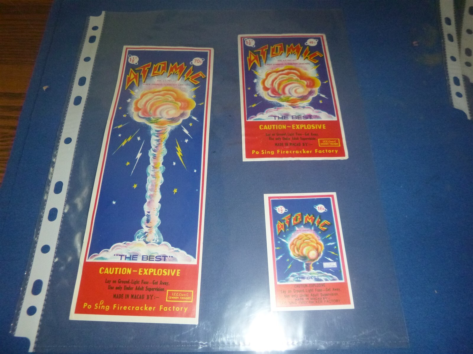 Lot of 3 ATOMIC Fireworks Po Sing Firecracker Factory Label 1 /12 ...