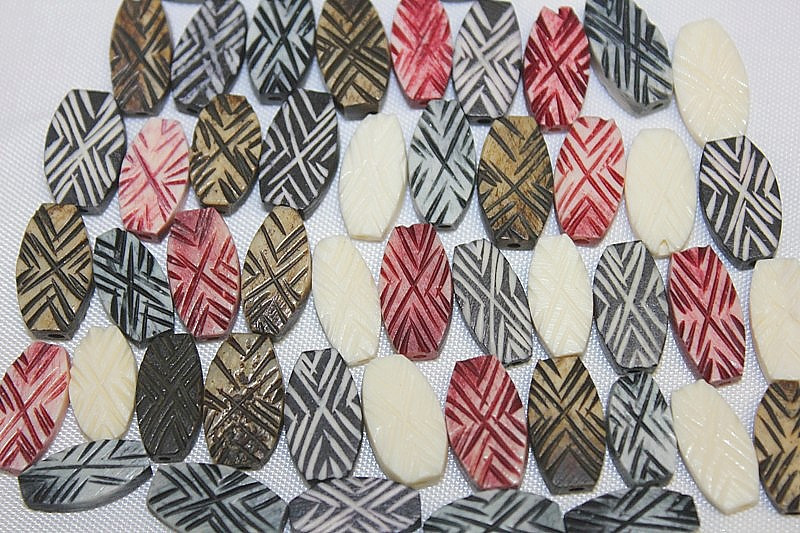 16 x 9 mm Hand Crafted - Carved Bone Coins - 4 - 6 colors - 60 pieces ...