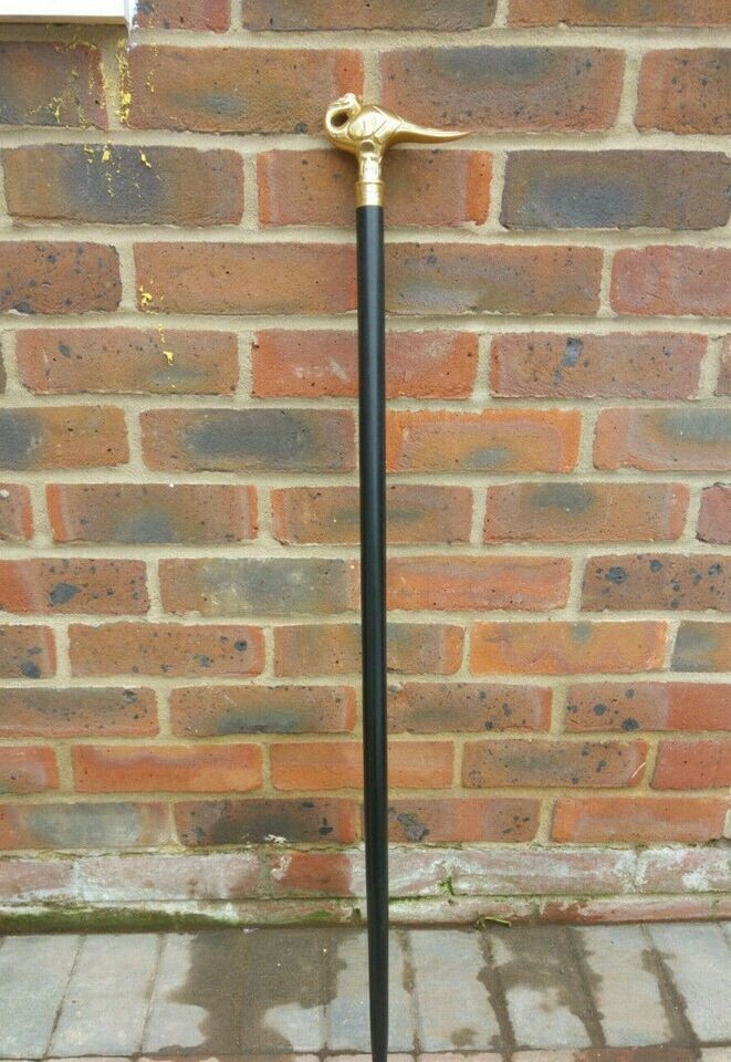 Antique Brass Hercules Poirot Swan style Handle Vintage walking cane ...