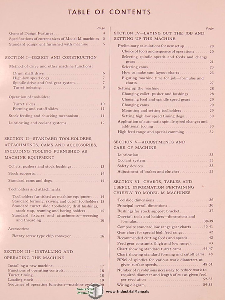 Acme Gridley M, Bar Machine Operations Manual Year (1952) | eBay