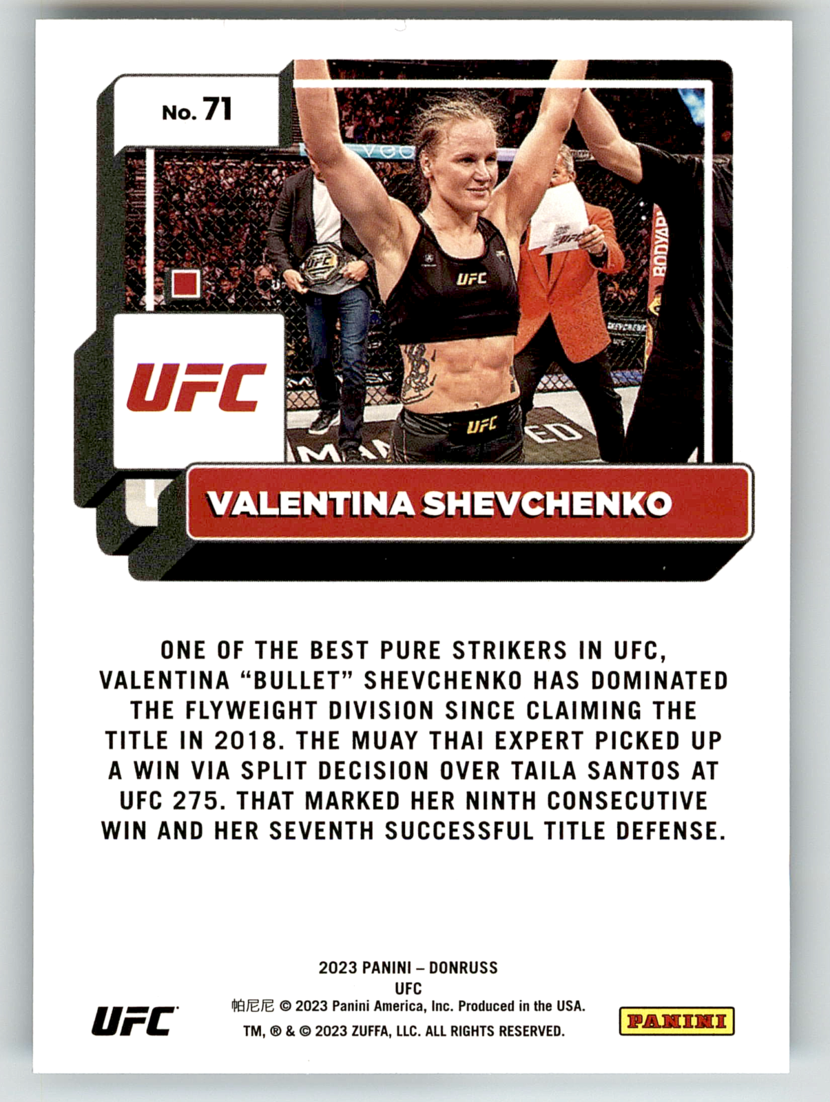 VALENTINA SHEVCHENKO - 2023 DONRUSS UFC BASE CARD# 71 | eBay