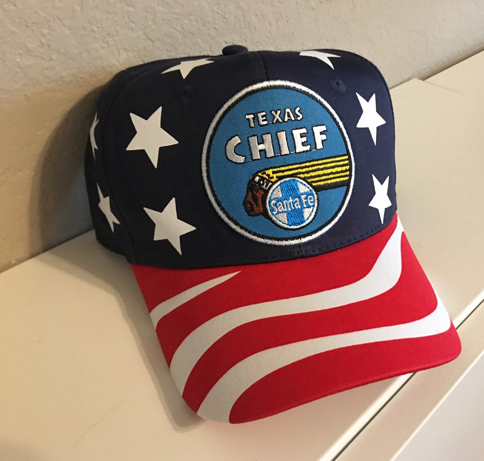 Cap / Hat - Santa Fe TEXAS CHIEF (ATSF) - flag colors- # 22314F- NEW | eBay