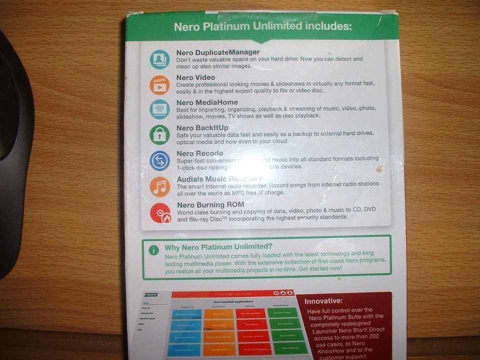 Nero Platinum unlimited 7 programs in 1 CD - NERO the ulitmate CD/DVD ...