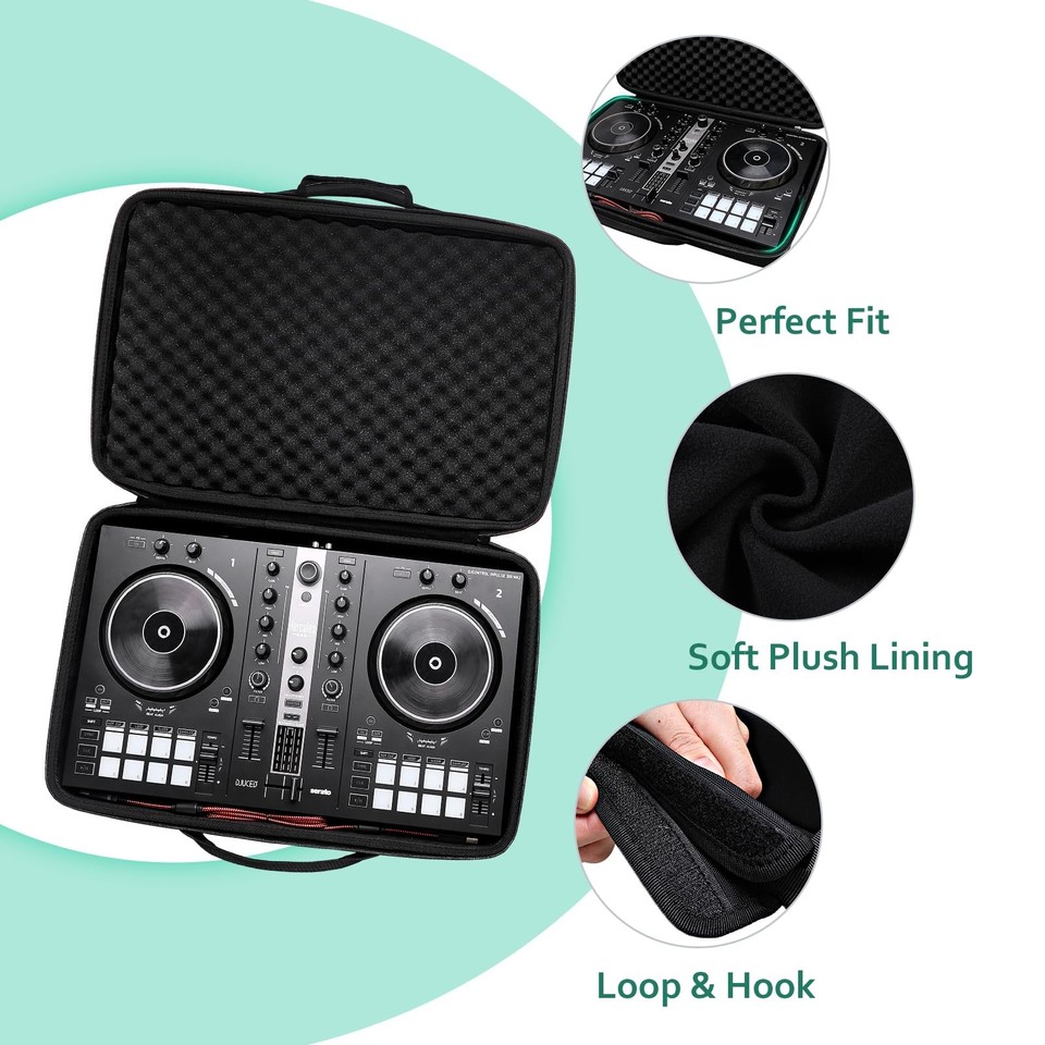 Black Case for Pioneer DJ DDJ-FLX4 2-deck or Hercules DJControl Inpulse ...