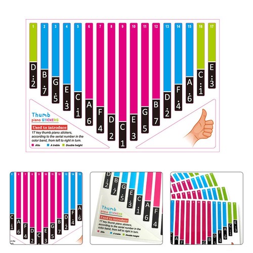 Kalimba Sticker Note Stickers Thumb Piano 17 Keys Colorful Kalimba ...