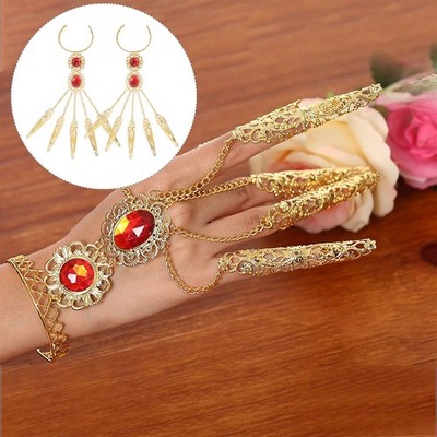 1 Pair Belly Dance Hand Jewelry Egyptian Bracelet with Finger Nails ...