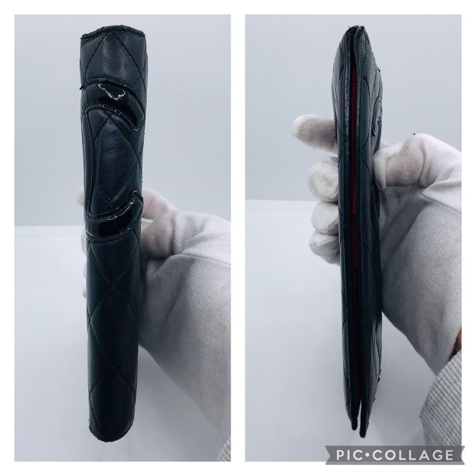 CHANEL Cambon Line Matelass Long Wallet Lambskin Coco Mark Black | eBay