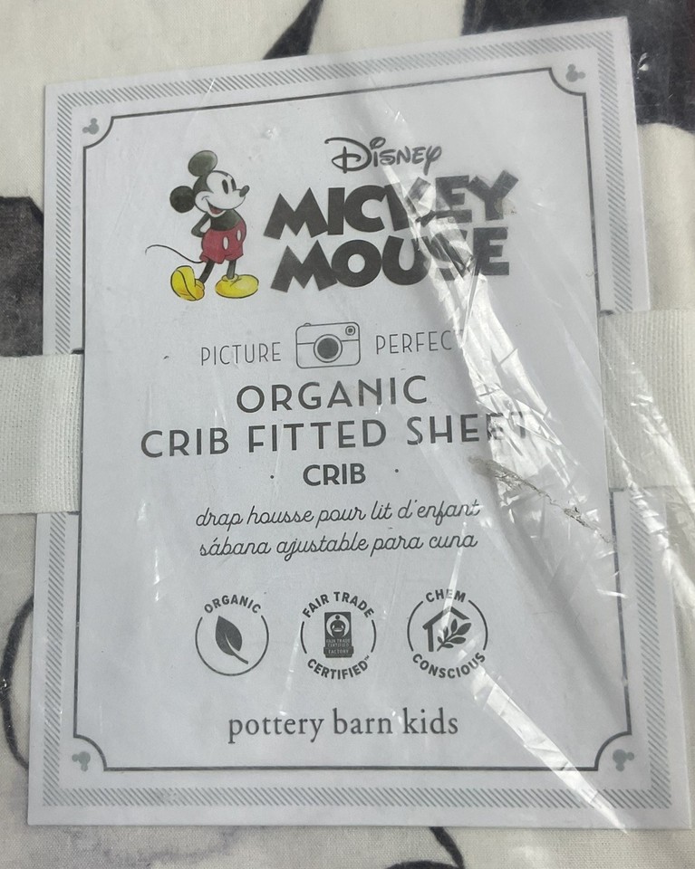 NEW Disney Pottery Barn Kids Mickey Mouse Organic Cotton Crib Fitted ...