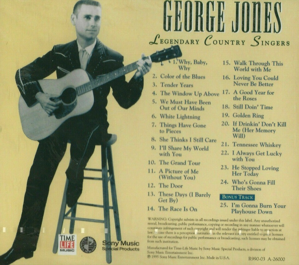 TIME LIFE Legendary Country Singer George Jones Greatest Hits 25 Track ...