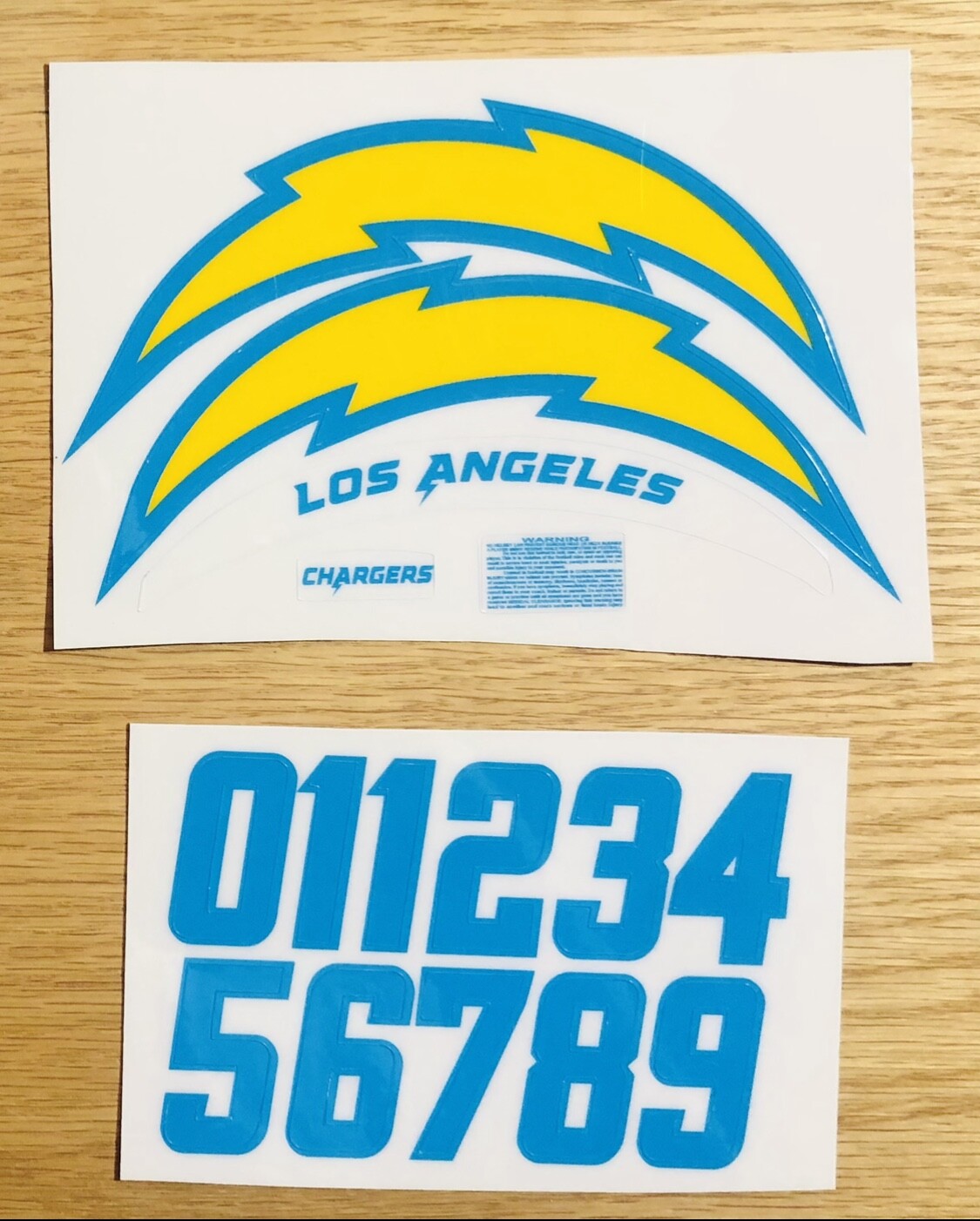Los Angeles (LA) Chargers Football Helmet Decals - Full Set And Numbers ...