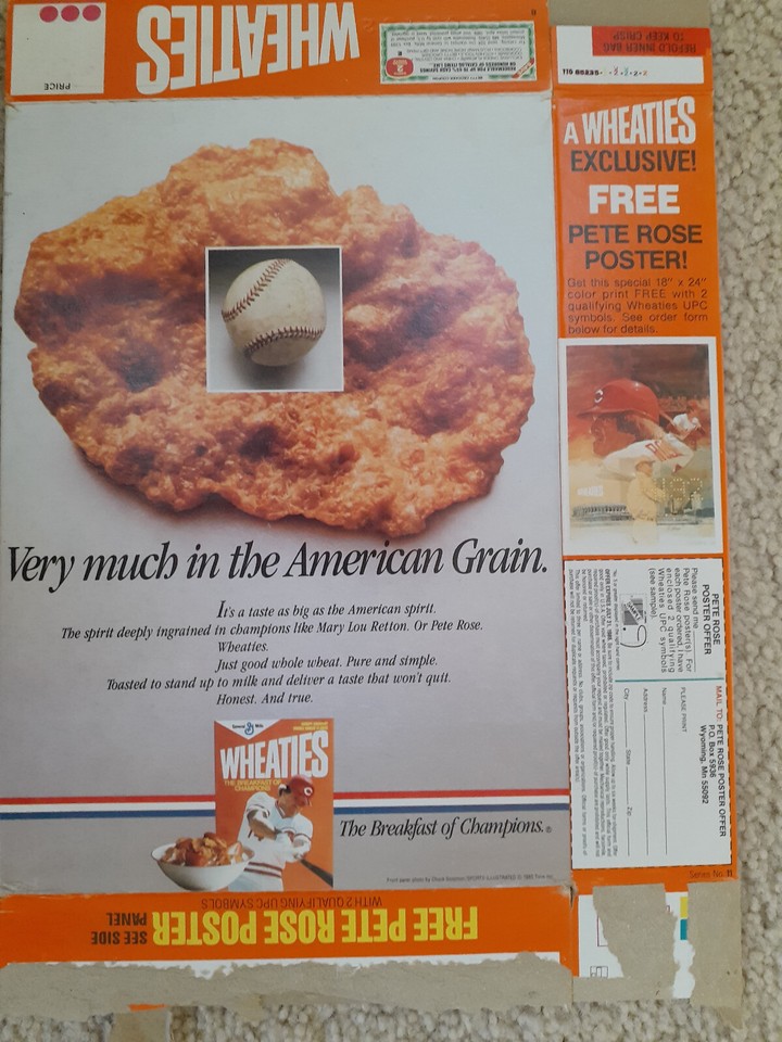 Wheaties baseball boxes. Rose, Aaron, Griffey, Yankees, Bench, Palmer ...