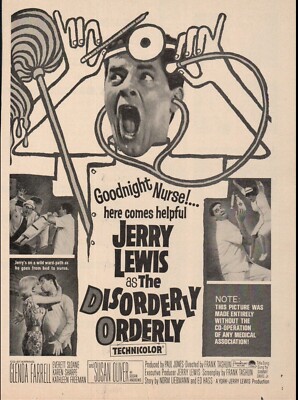 1960's "The Disorderly Orderly" Jerry Lewis Movie Magazine Ad 10.5x8 ...